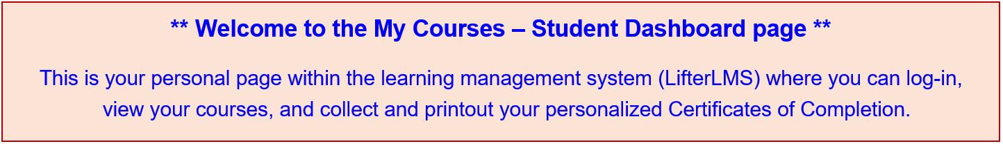 Log-in Page – Student Dashboard – Institute for Learning and Development
